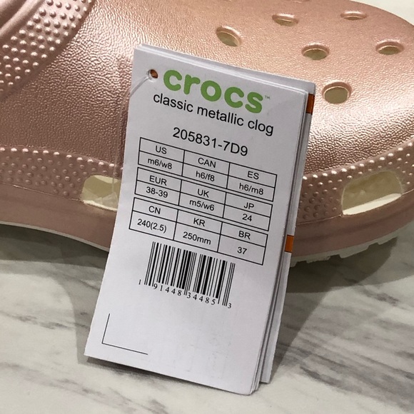 CROCS | Shoes | Crocs Classic Rose Gold Metallic Clog Womens 8 | Poshmark